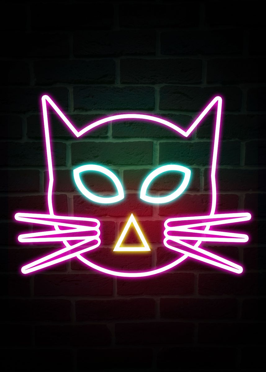 'Neon Cat' Poster, picture, metal print, paint by Colorize Studio ...