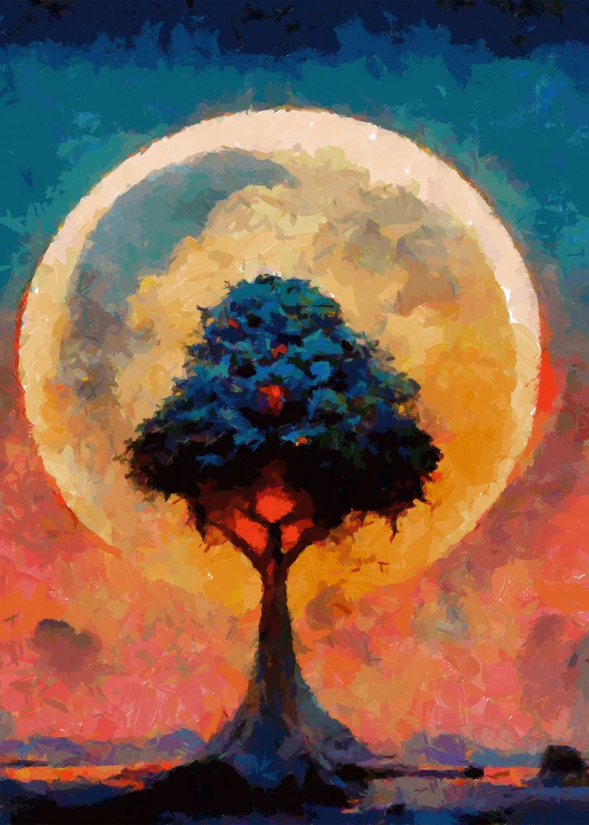 'Lonely tree' Poster, picture, metal print, paint by Evgenuy Merkushov ...