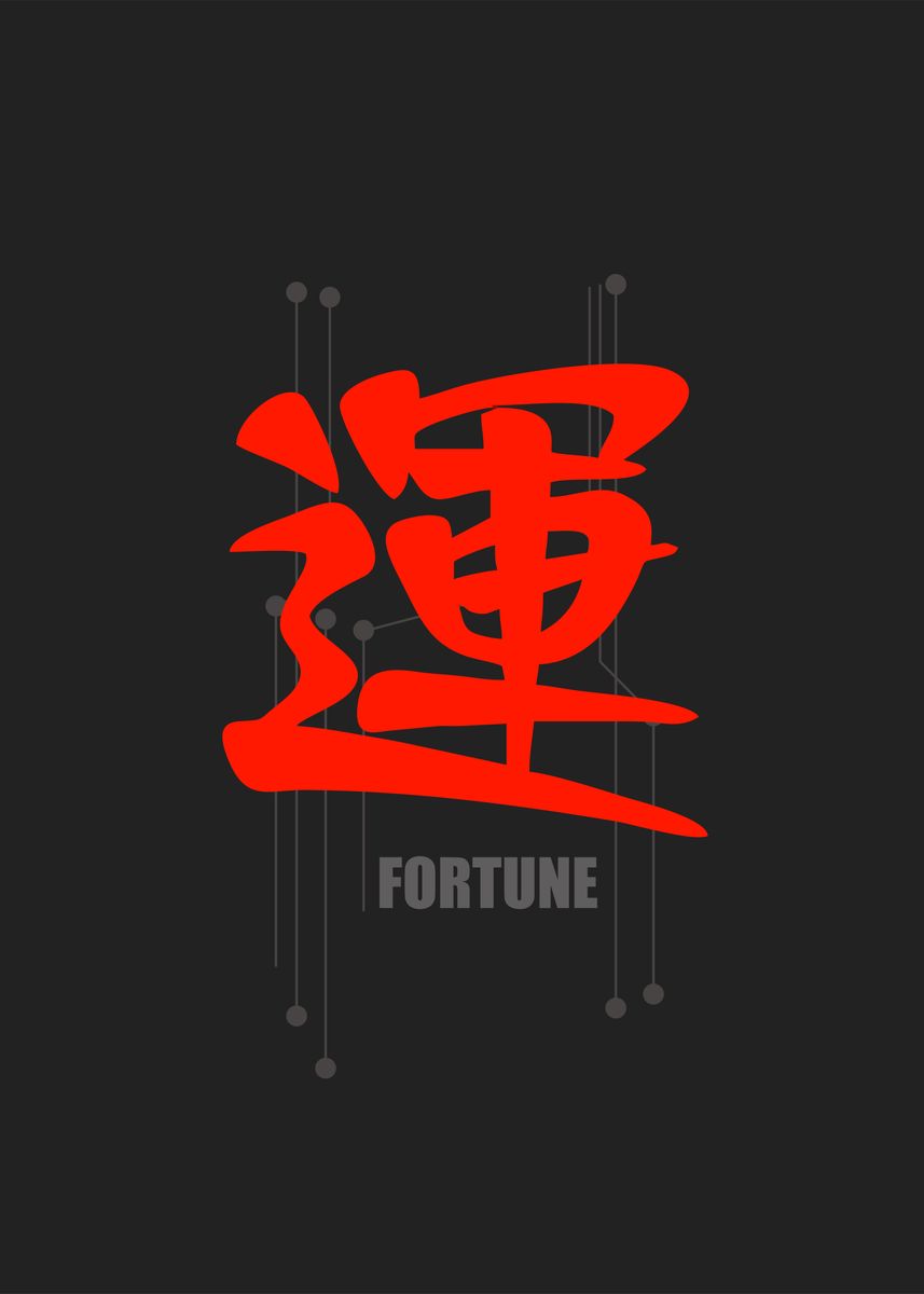'fortune in kanji' Poster, picture, metal print, paint by Ratna Mutia ...