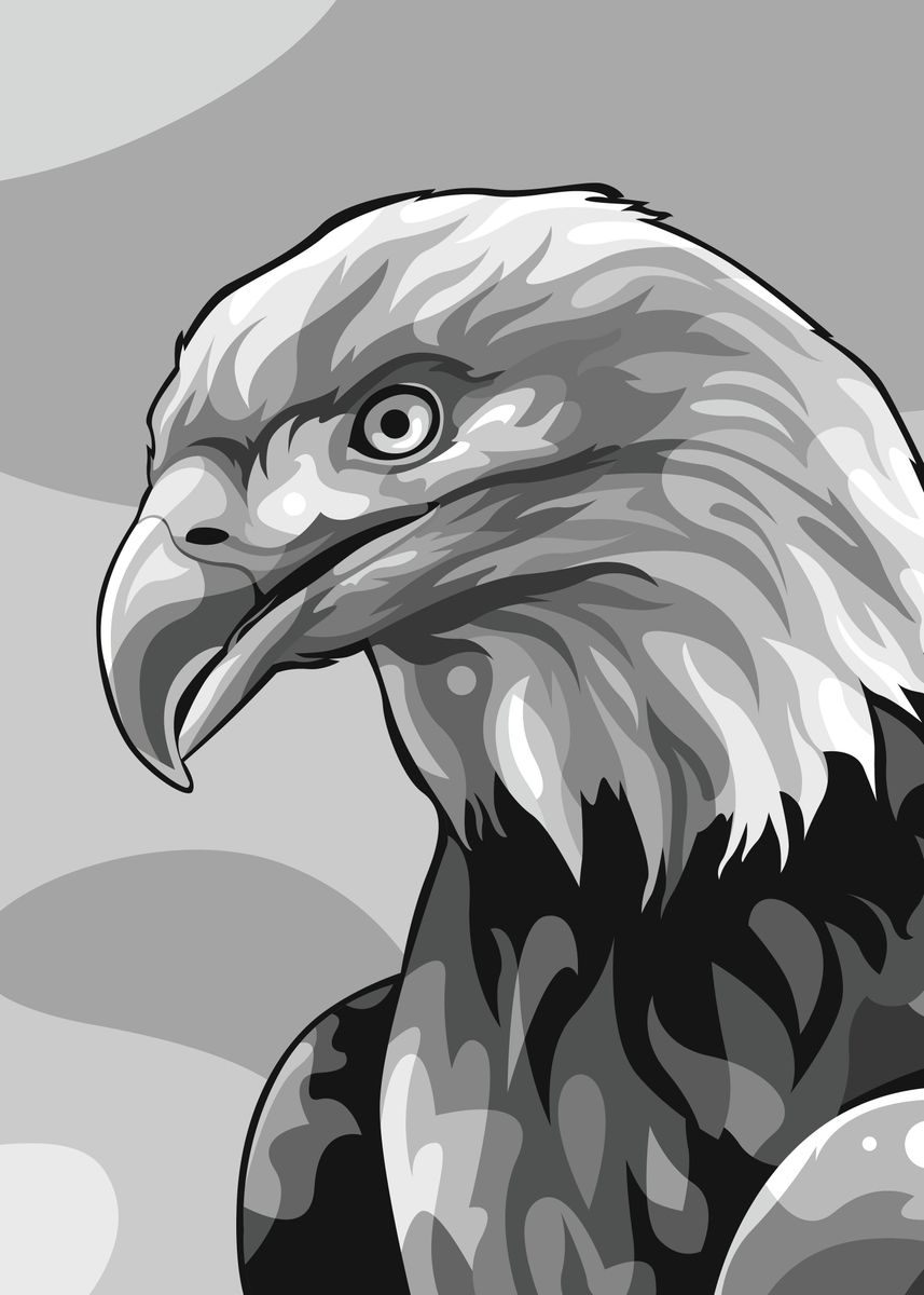 'Grayscale Portrait Eagle' Poster, picture, metal print, paint by Rizky ...