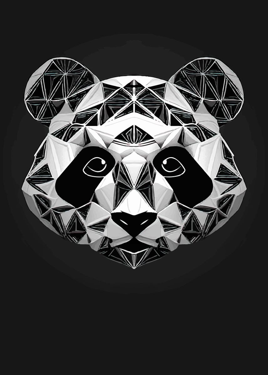 'Geometric animal Panda' Poster, picture, metal print, paint by ...