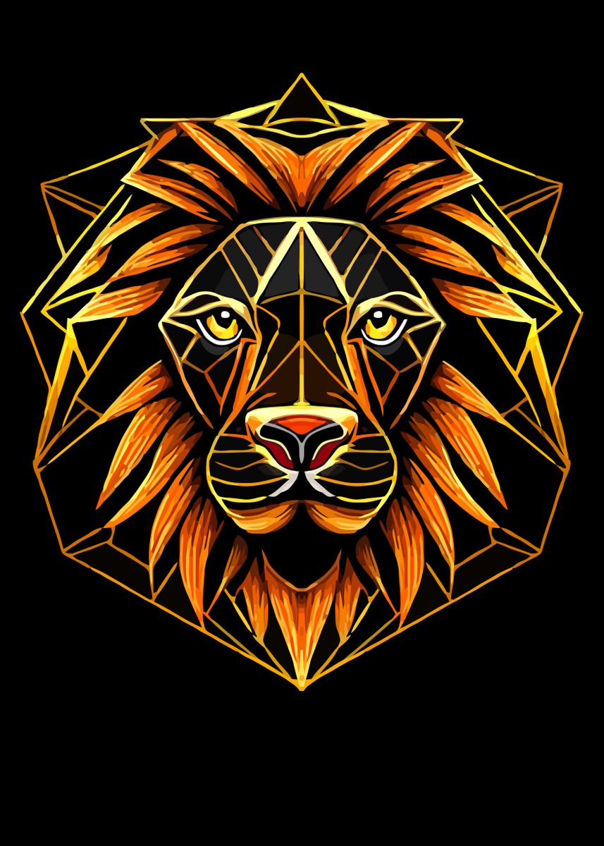 'Geometric animal Lion' Poster, picture, metal print, paint by ...