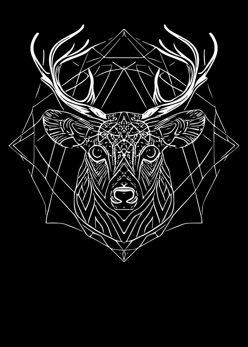 'Geometric animal Deer' Poster, picture, metal print, paint by ...