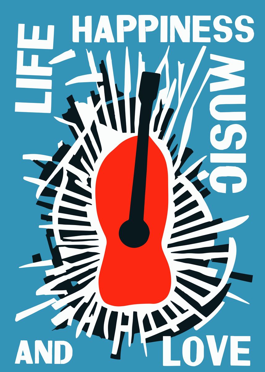 'Music and Happiness Poster' Poster, picture, metal print, paint by ...