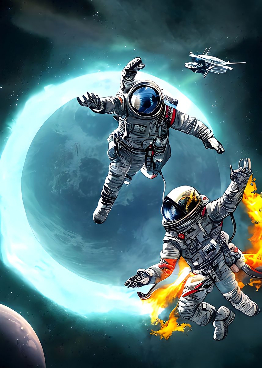 'Astronaut Poppin' Poster, picture, metal print, paint by Alex Bayu ...