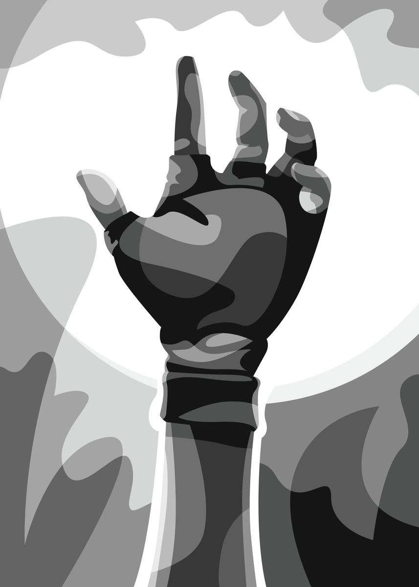 'Grayscale Hand Zombie Art' Poster, picture, metal print, paint by ...