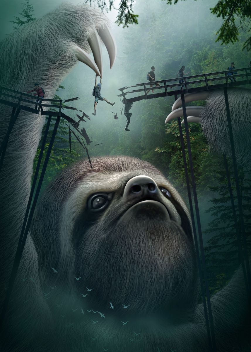 'HEROIC SLOTH' Poster, picture, metal print, paint by Adam Lawless ...
