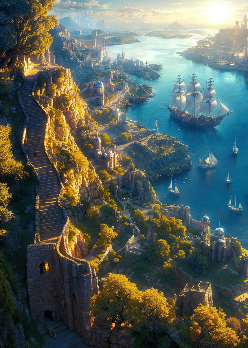 'Harbor Lookout Point' Poster, picture, metal print, paint by ...