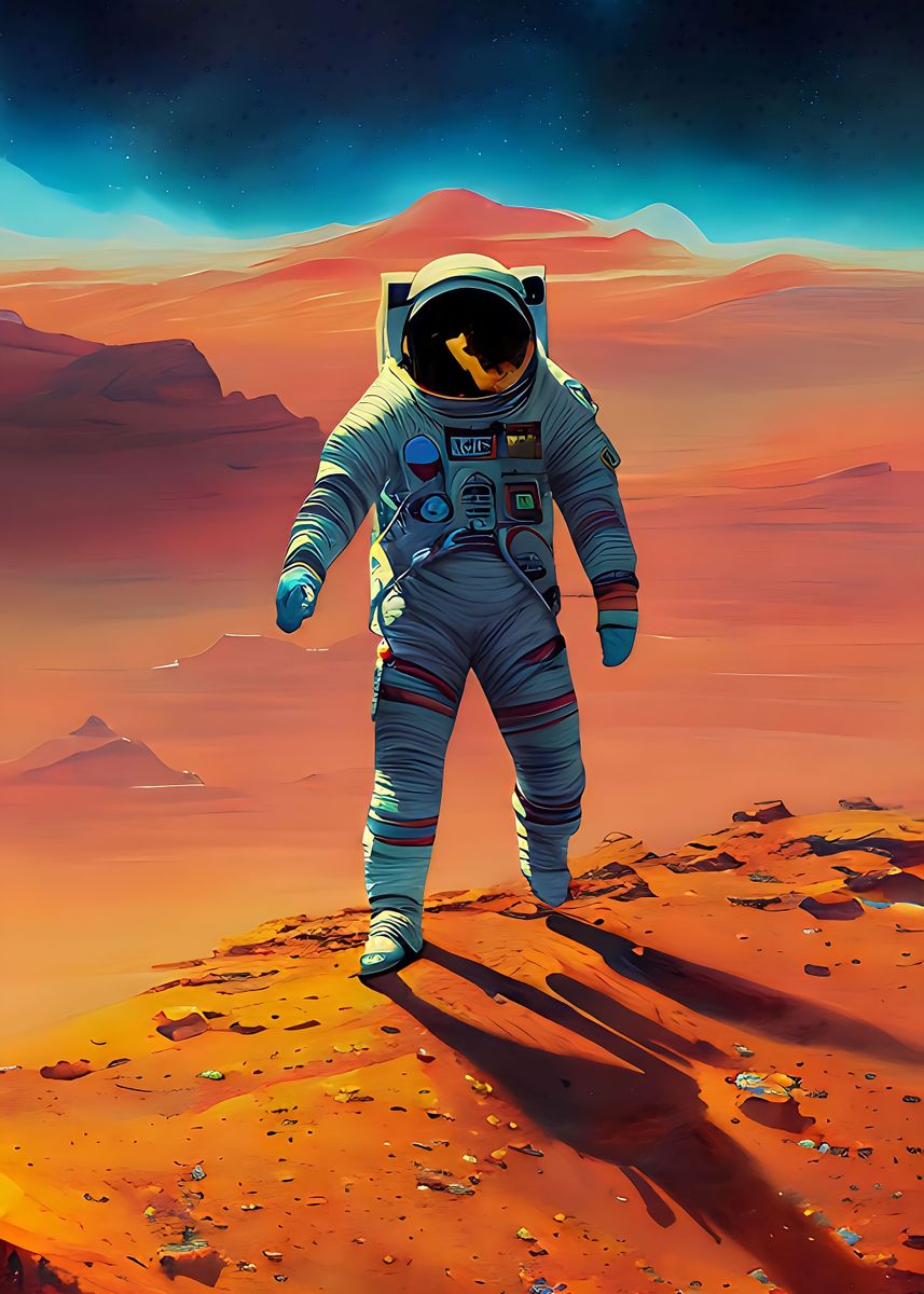 'Astronaut On Mars 2' Poster, picture, metal print, paint by Alex Bayu ...