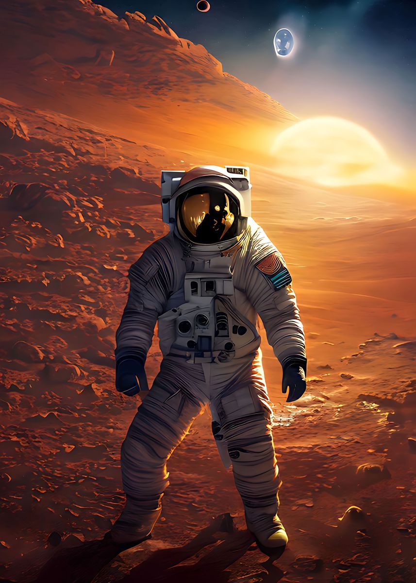 'Astronaut On Mars' Poster, picture, metal print, paint by Alex Bayu ...