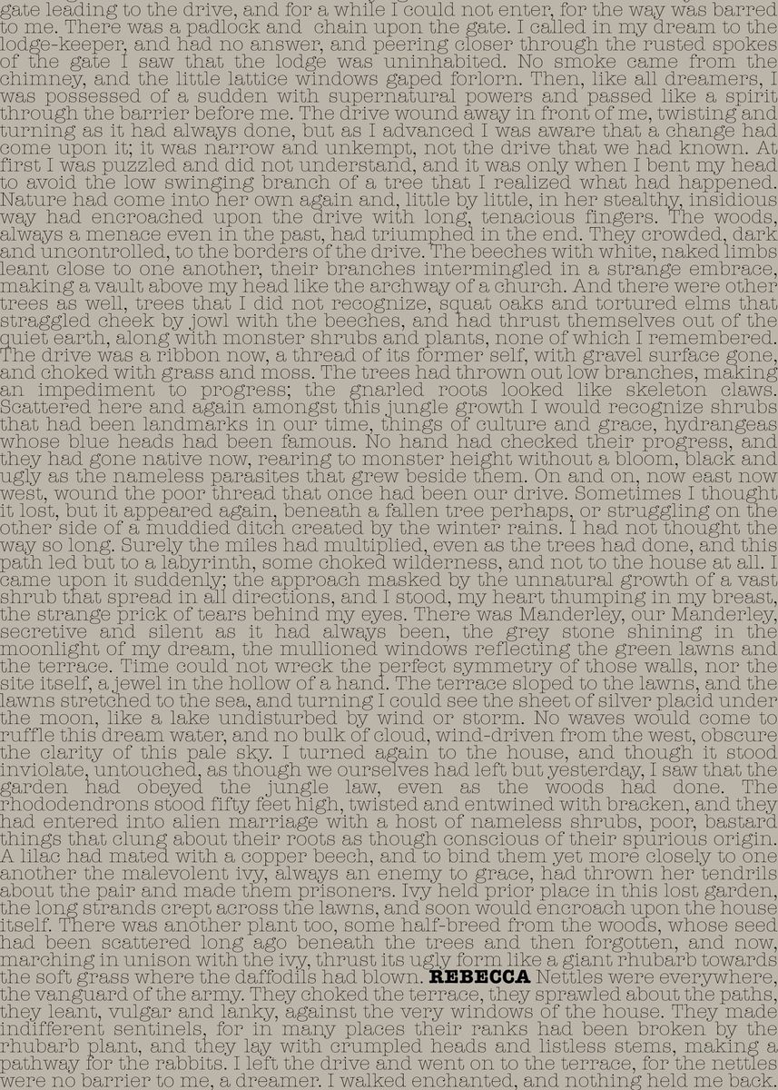 'Rebecca Classic Book Text' Poster, picture, metal print, paint by ...