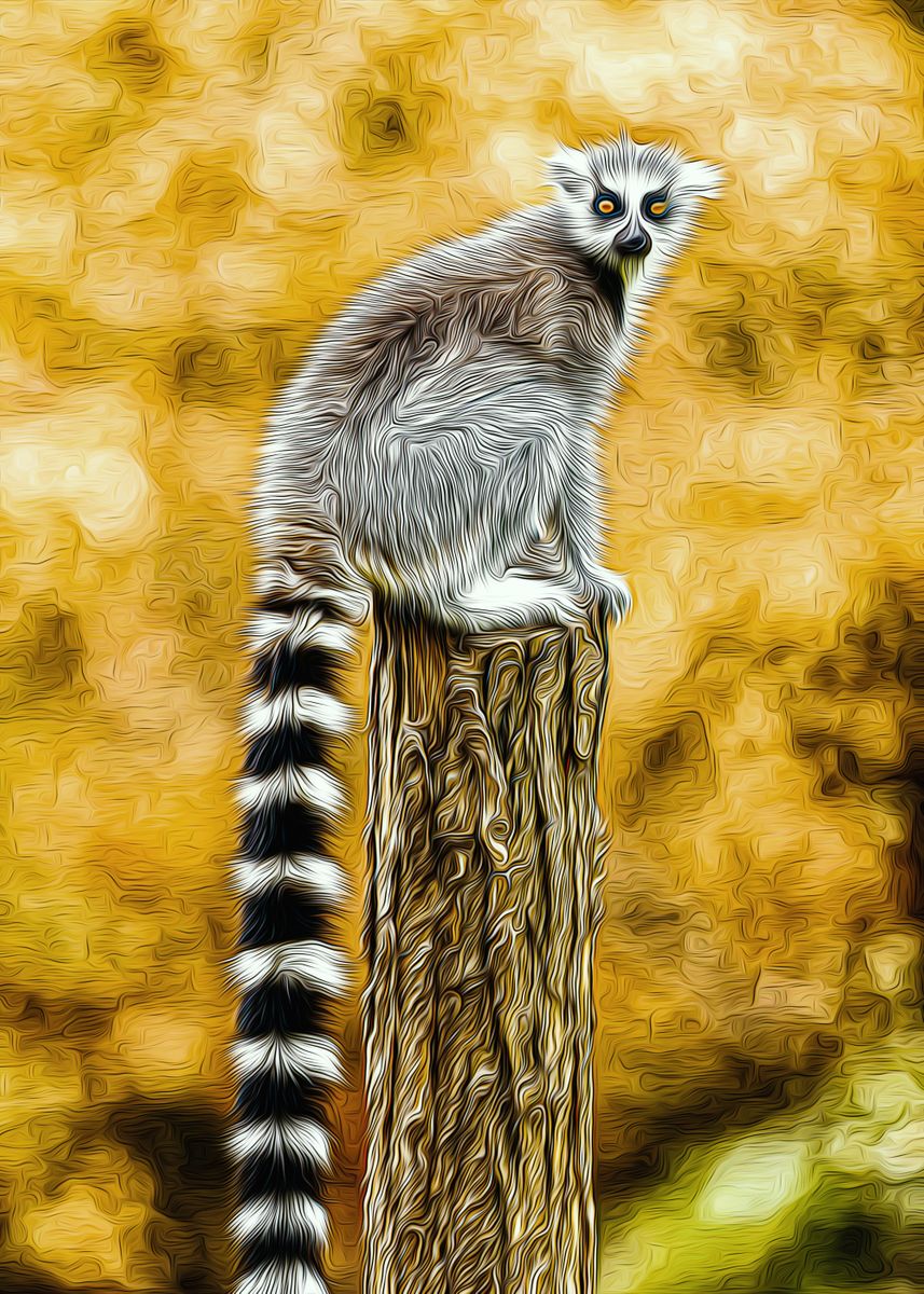 'Lemur' Poster, picture, metal print, paint by Tiker Arts | Displate