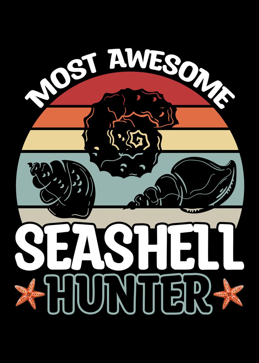 'Seashell Hunter Shell' Poster, picture, metal print, paint by ...