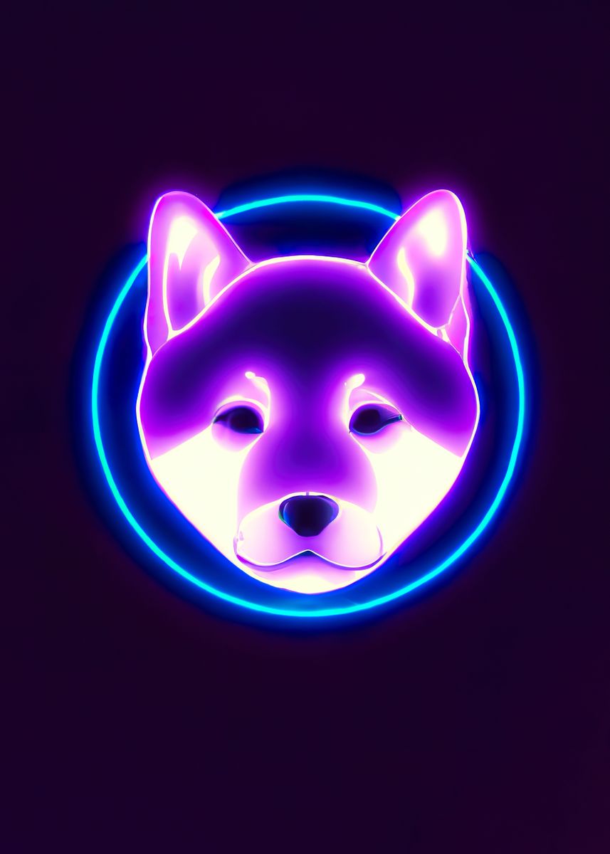 'Neon Shiba' Poster, picture, metal print, paint by MoCreates Art ...