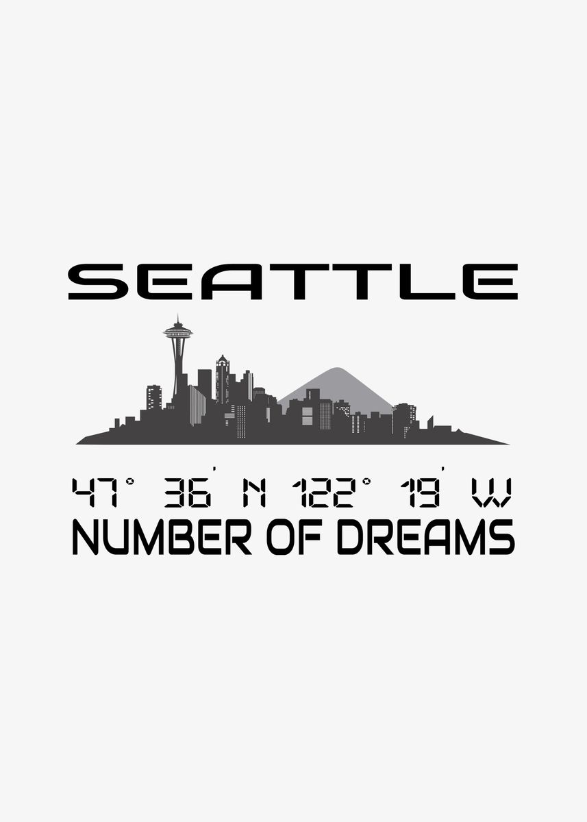 'GPS Coordinates Seattle' Poster, picture, metal print, paint by ...