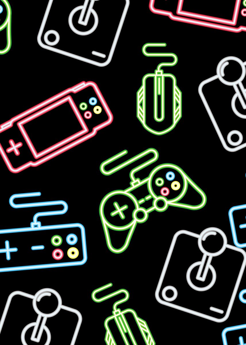 'Neon Gaming' Poster, picture, metal print, paint by pearshapedboss ...