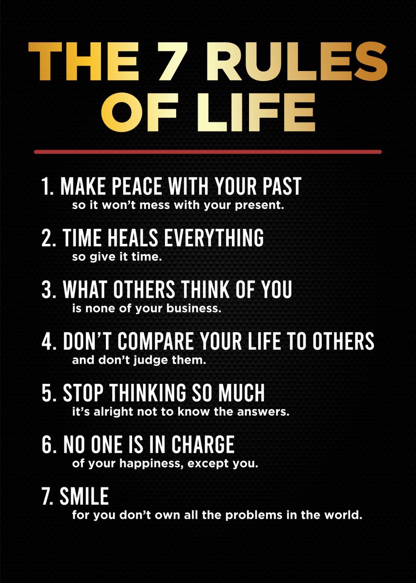 'the 7 rules of life' Poster, picture, metal print, paint by Most ...