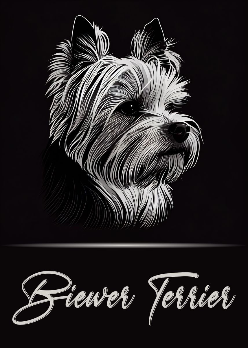 'Biewer Terrier' Poster, picture, metal print, paint by Artistic Paradigms | Displate
