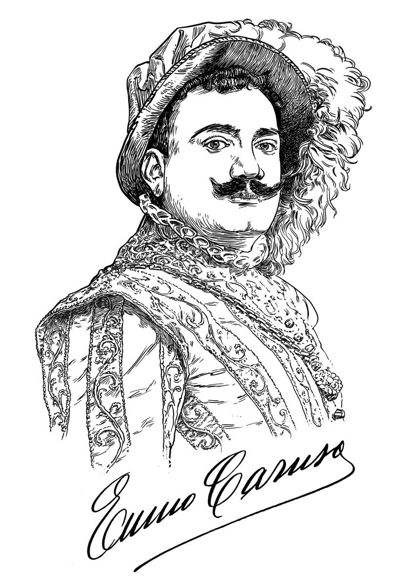 'Enrico Caruso' Poster, picture, metal print, paint by NoRose | Displate