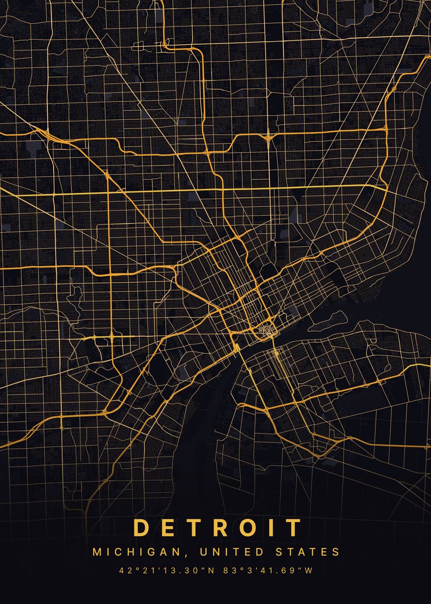 'Detroit Michigan' Poster, picture, metal print, paint by Kemi | Displate