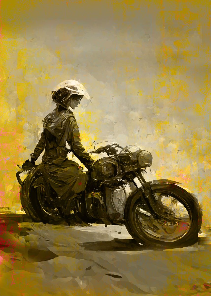 'Girl on a motorcycle' Poster, picture, metal print, paint by Cat ...