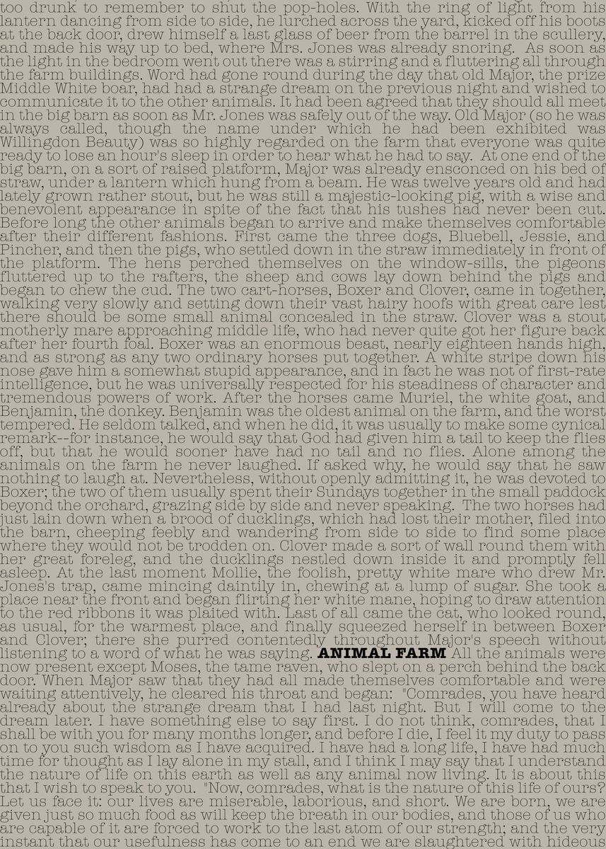 'Animal Farm Orwell Text' Poster, picture, metal print, paint by Design ...