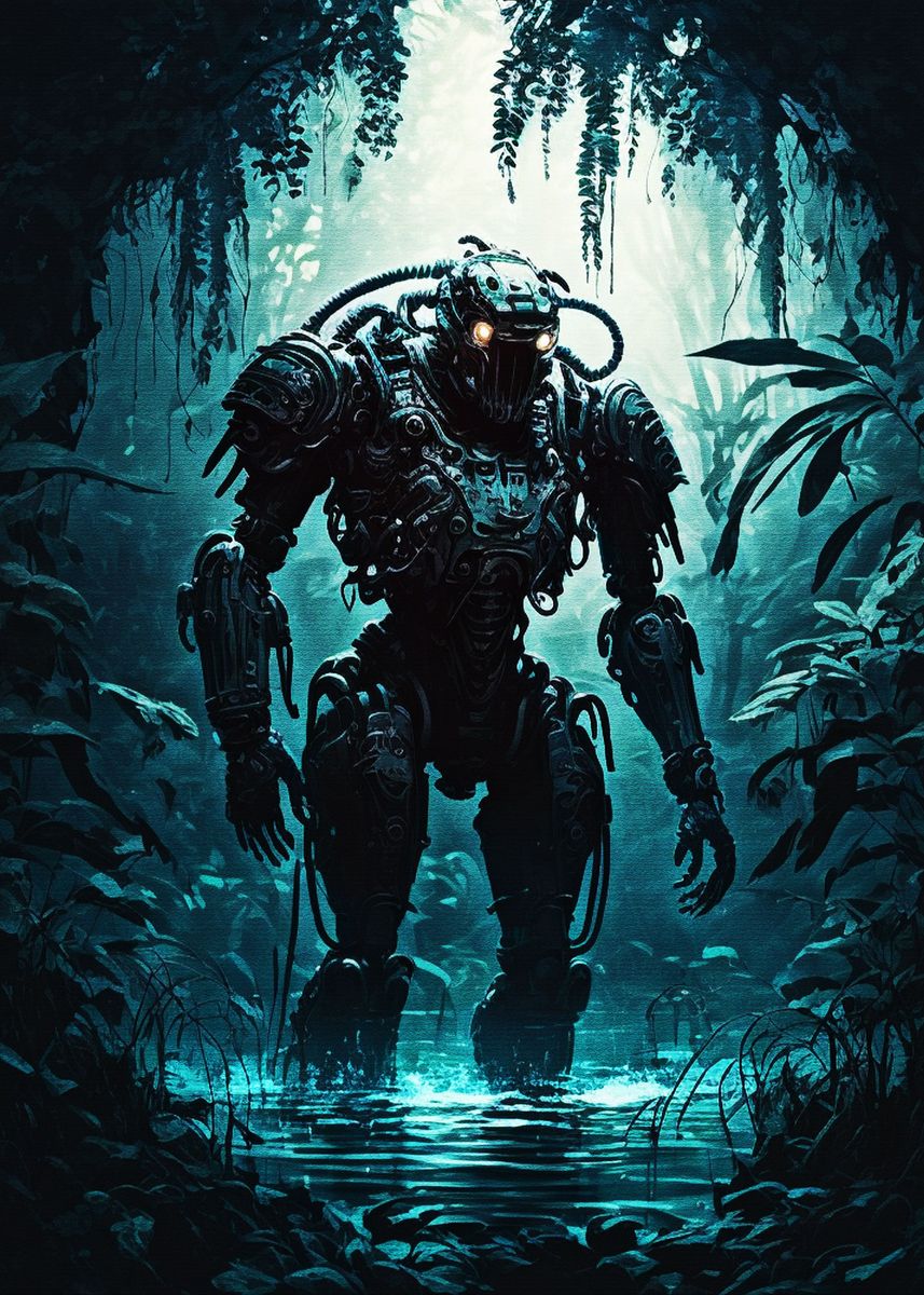 'Robot Exploring Forest' Poster, picture, metal print, paint by Muh ...