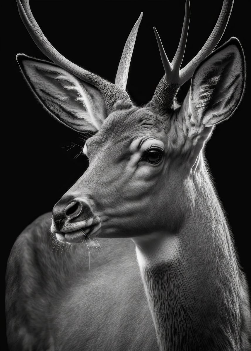 'Portrait of a Deer' Poster, picture, metal print, paint by Five Senses ...