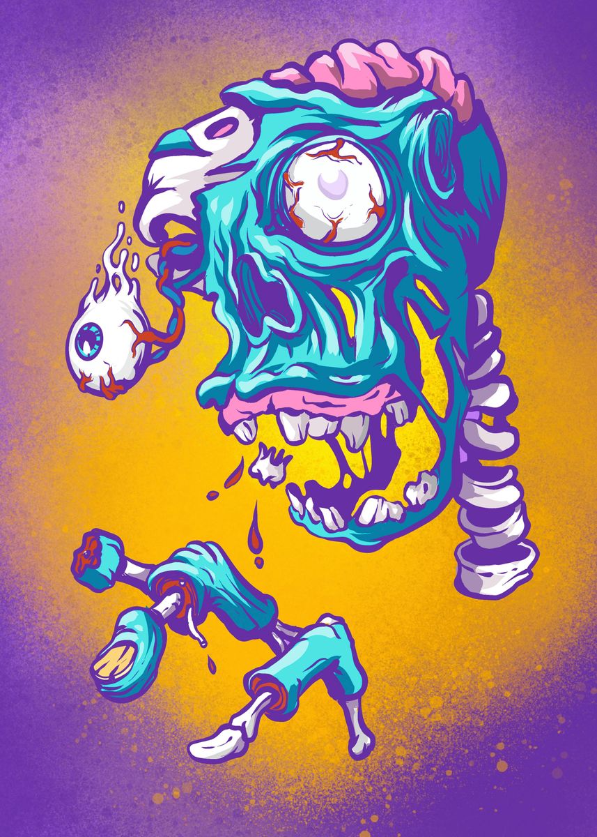 'ZOMBIE SAYS HI' Poster, picture, metal print, paint by Aaron Moschner ...