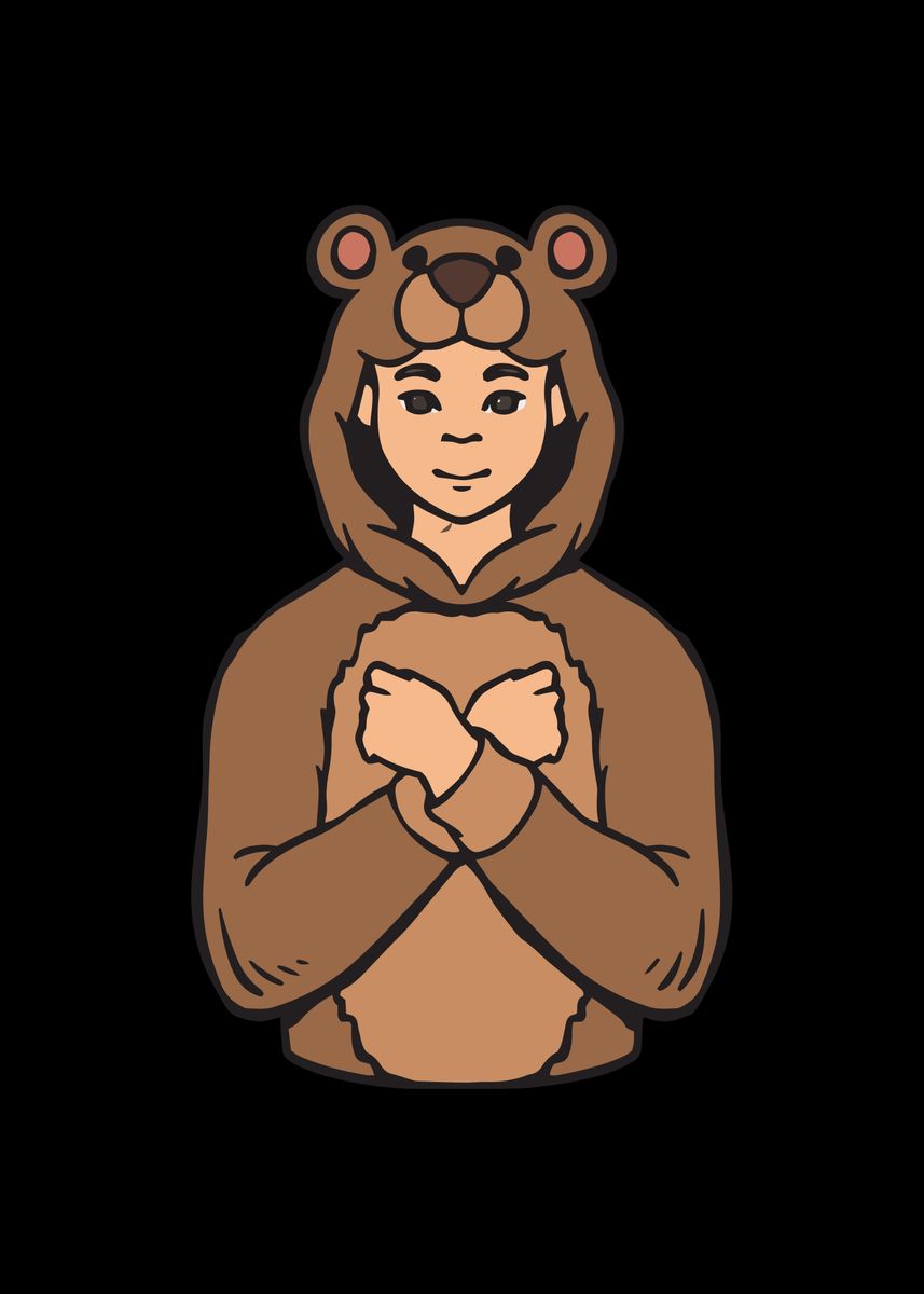 'BEAR Animal ASL Hand' Poster, picture, metal print, paint by Michael ...