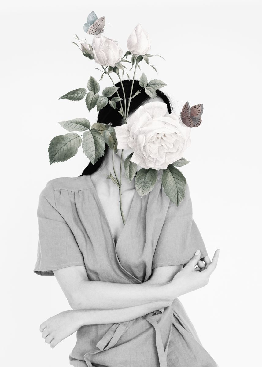 'White Rose' Poster, picture, metal print, paint by Renato Muniz | Displate