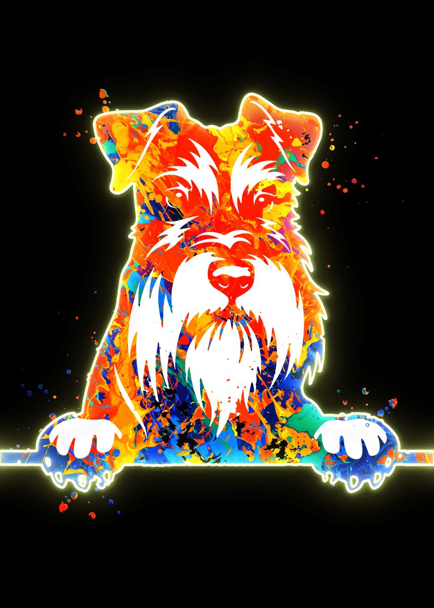 'Schnauzer Portrait' Poster, picture, metal print, paint by Tony Lee | Displate