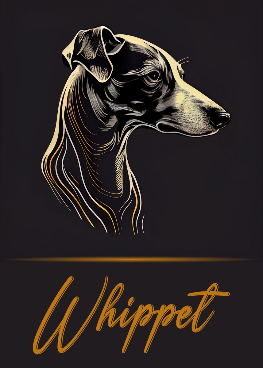 'Whippet' Poster, picture, metal print, paint by Artistic Paradigms ...
