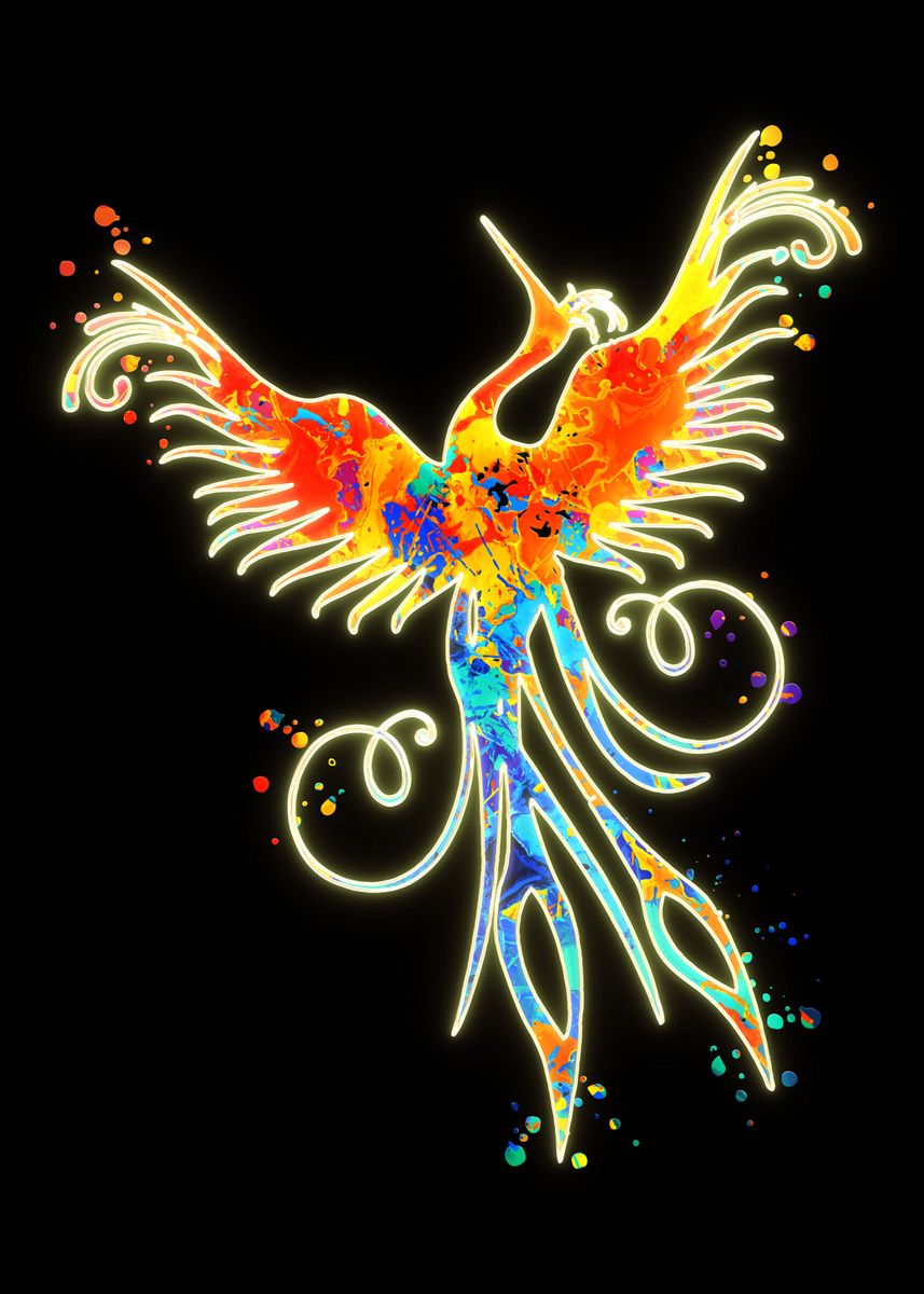 'Phoenix Bird' Poster, picture, metal print, paint by Tony Lee | Displate