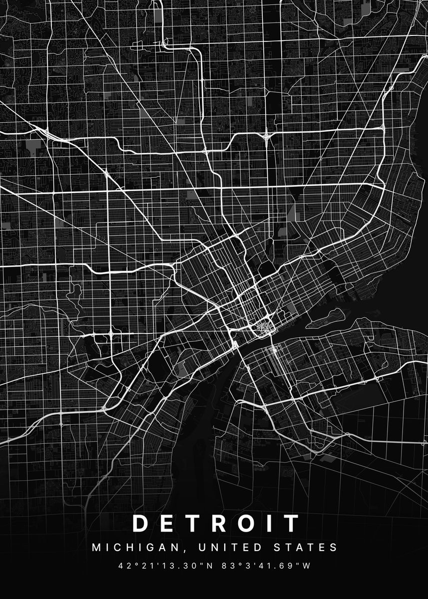 'Detroit Michigan' Poster, picture, metal print, paint by Kemi Solaja | Displate