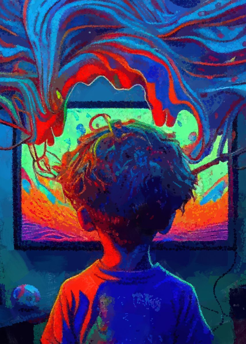 'Psychedelic gaming boy' Poster, picture, metal print, paint by Evgenuy ...