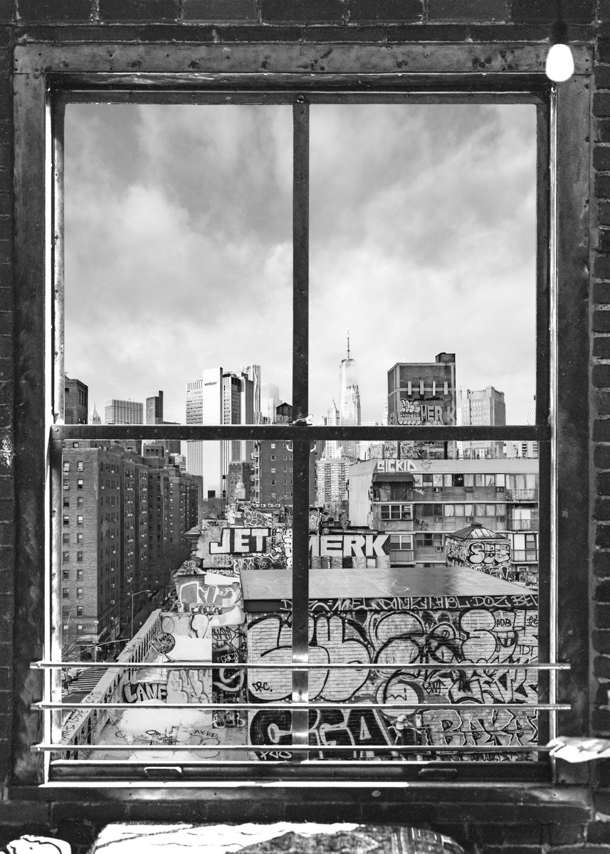 'New York City Window NYC' Poster, picture, metal print, paint by ...