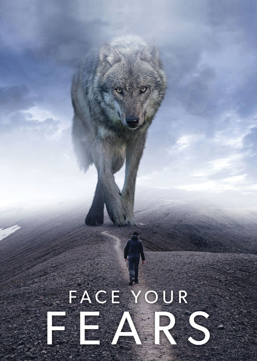 'Face Your Fears vs Wolf' Poster, picture, metal print, paint by CHAN ...