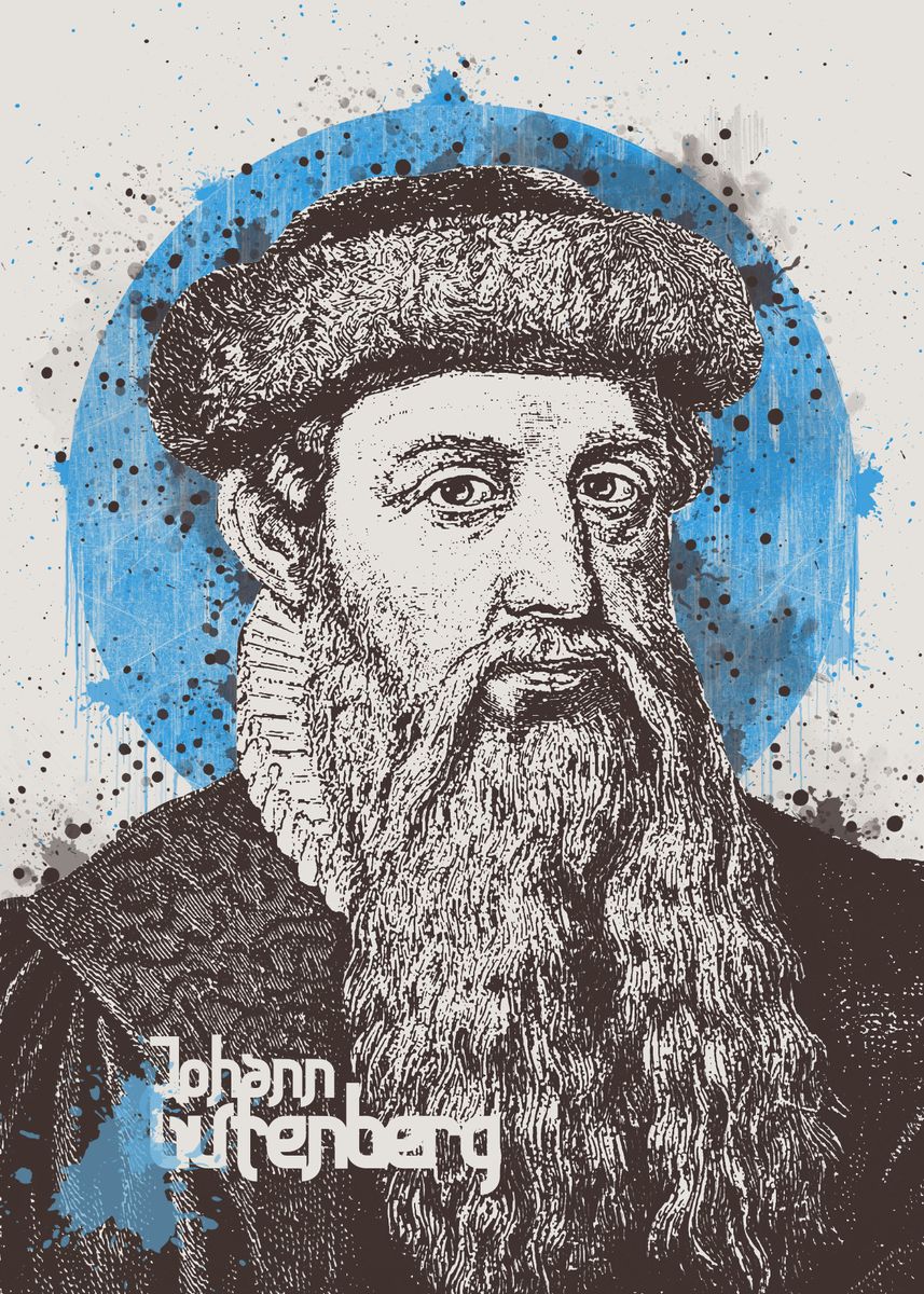 'Johann Gutenberg Machine' Poster, picture, metal print, paint by jaka ...