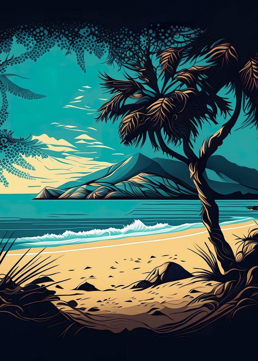 'Vector Art Beach' Poster, picture, metal print, paint by DervlexArt ...