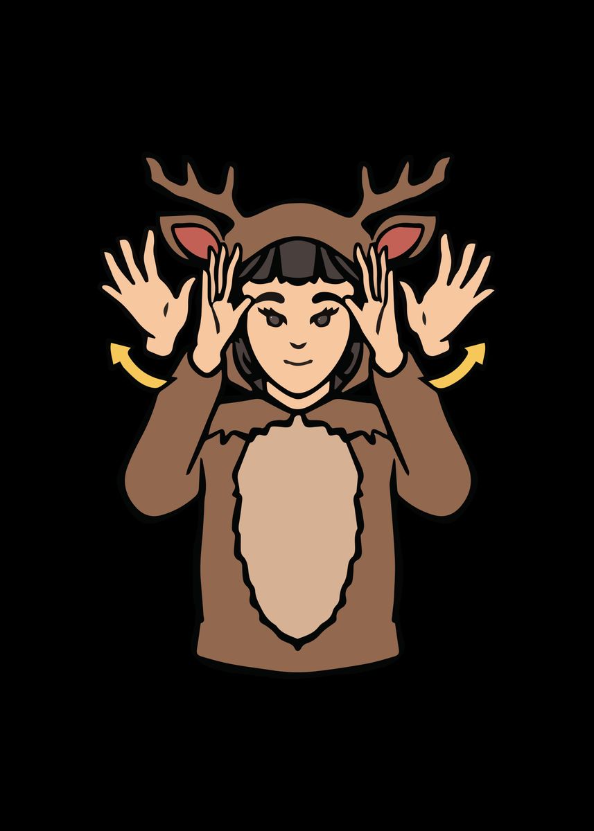 'Deer Animal ASL Hand' Poster, picture, metal print, paint by Michael ...