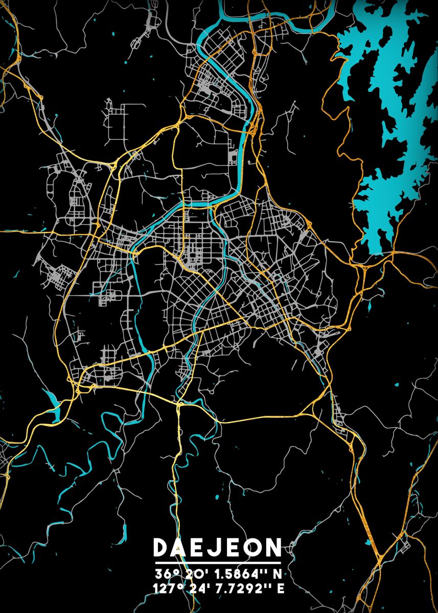 'Daejeon South Korea' Poster, picture, metal print, paint by Clayborne ...