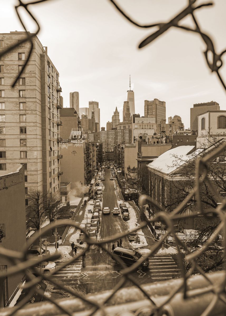 'New York Skyline NYC Sepia' Poster, picture, metal print, paint by ...
