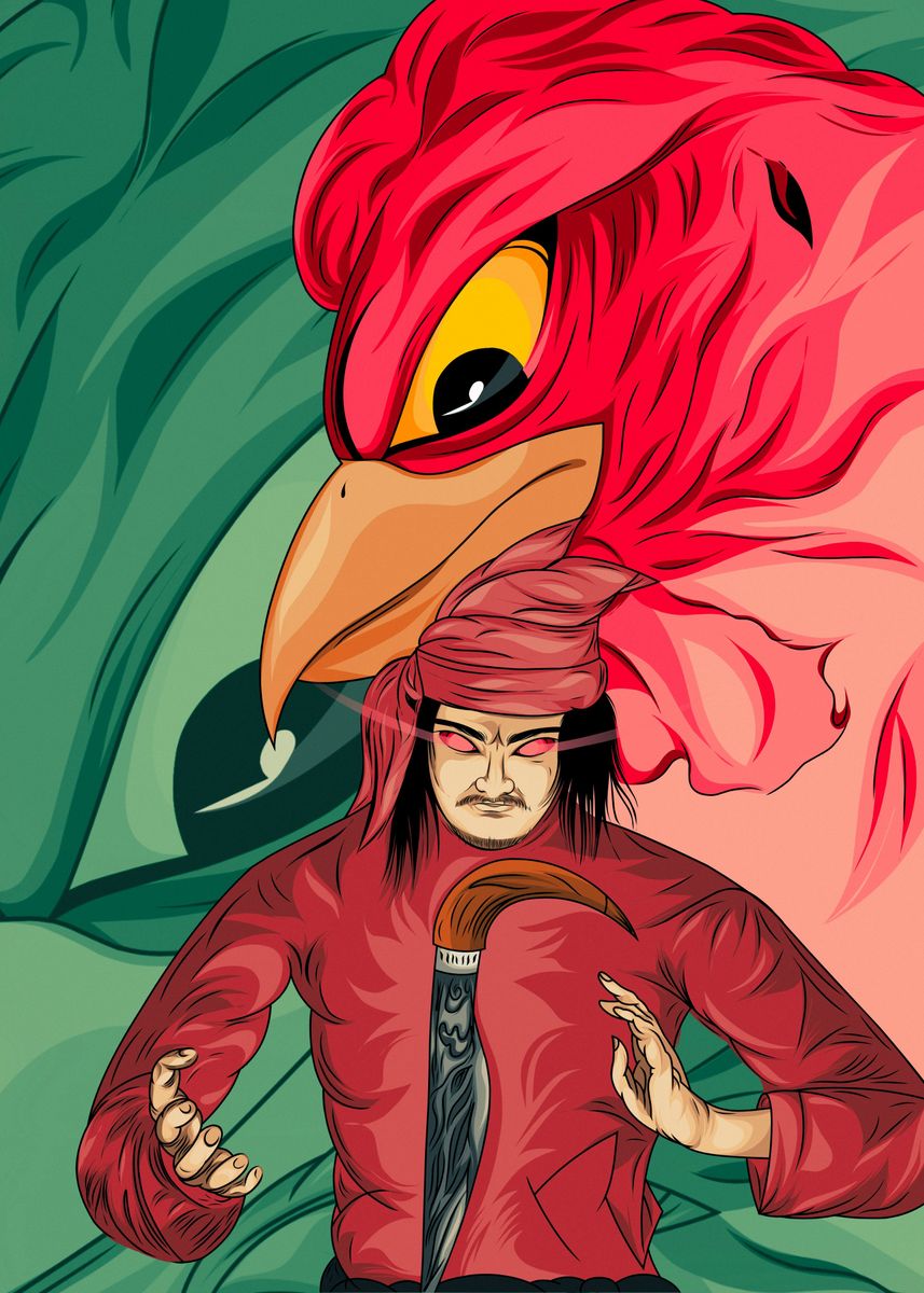 'Rooster man' Poster, picture, metal print, paint by Muh Aslan | Displate