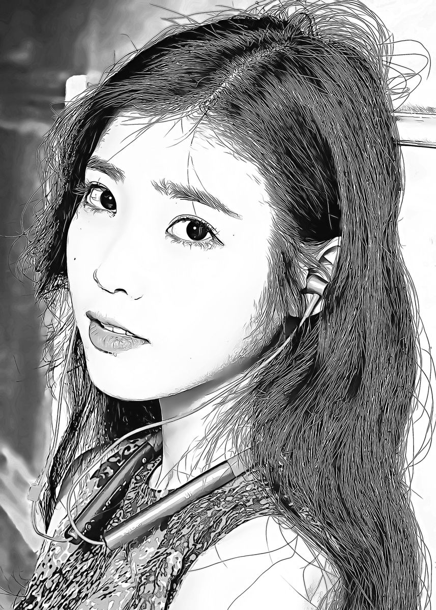 'iu cartoon black n white' Poster by LAST LIGHT | Displate