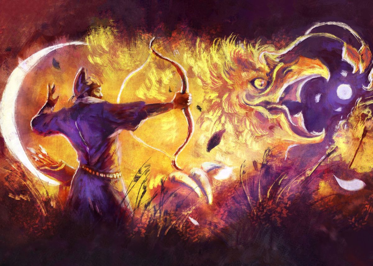 'ARCHER MOON AND FIRE BEAST' Poster by Alessia H Valastro | Displate