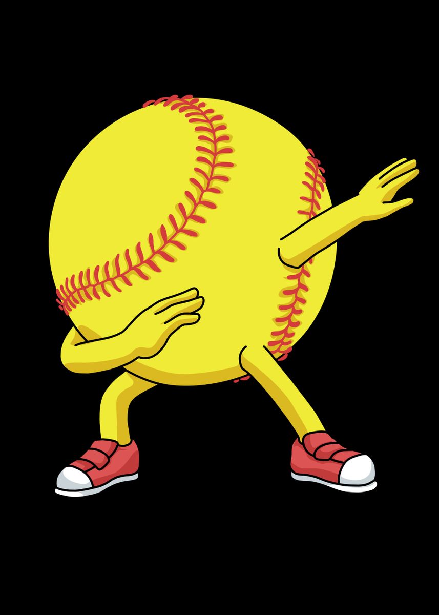 'Sports Dabbing Softball' Poster, picture, metal print, paint by ...