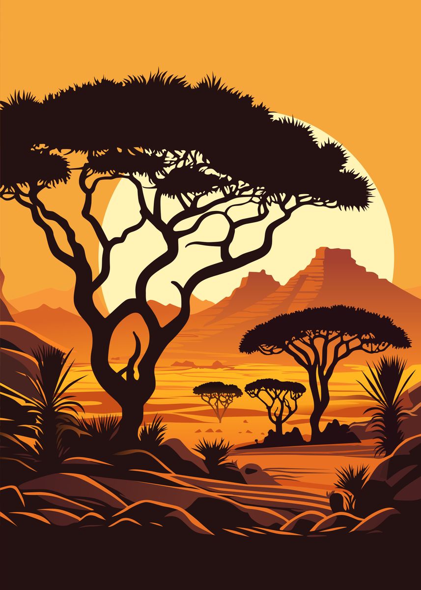 'African landscape ' Poster, picture, metal print, paint by Giordano ...