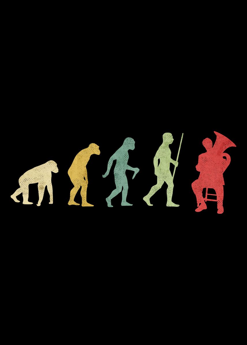'Tuba Playing Man Evolution' Poster, picture, metal print, paint by ...
