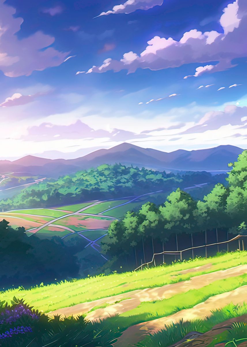 'Valley Landscape' Poster, picture, metal print, paint by NVSN | Displate